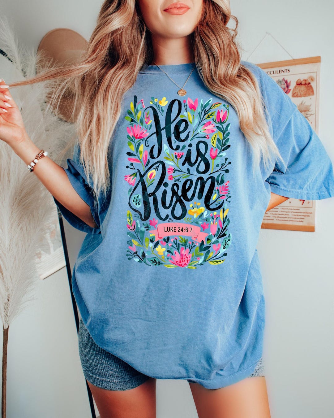 Comfort Colors® He is Risen Easter Shirt, Floral Easter Tshirt, Jesus ...