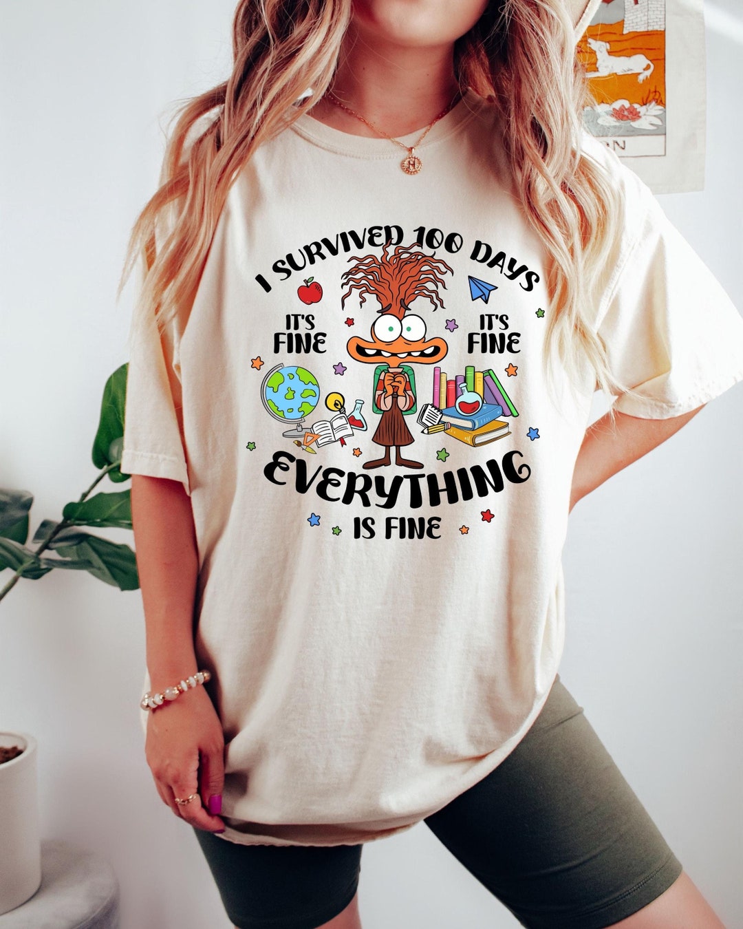 I Survived 100 Days of School Anxiety Shirt, Emotions Cartoon School ...