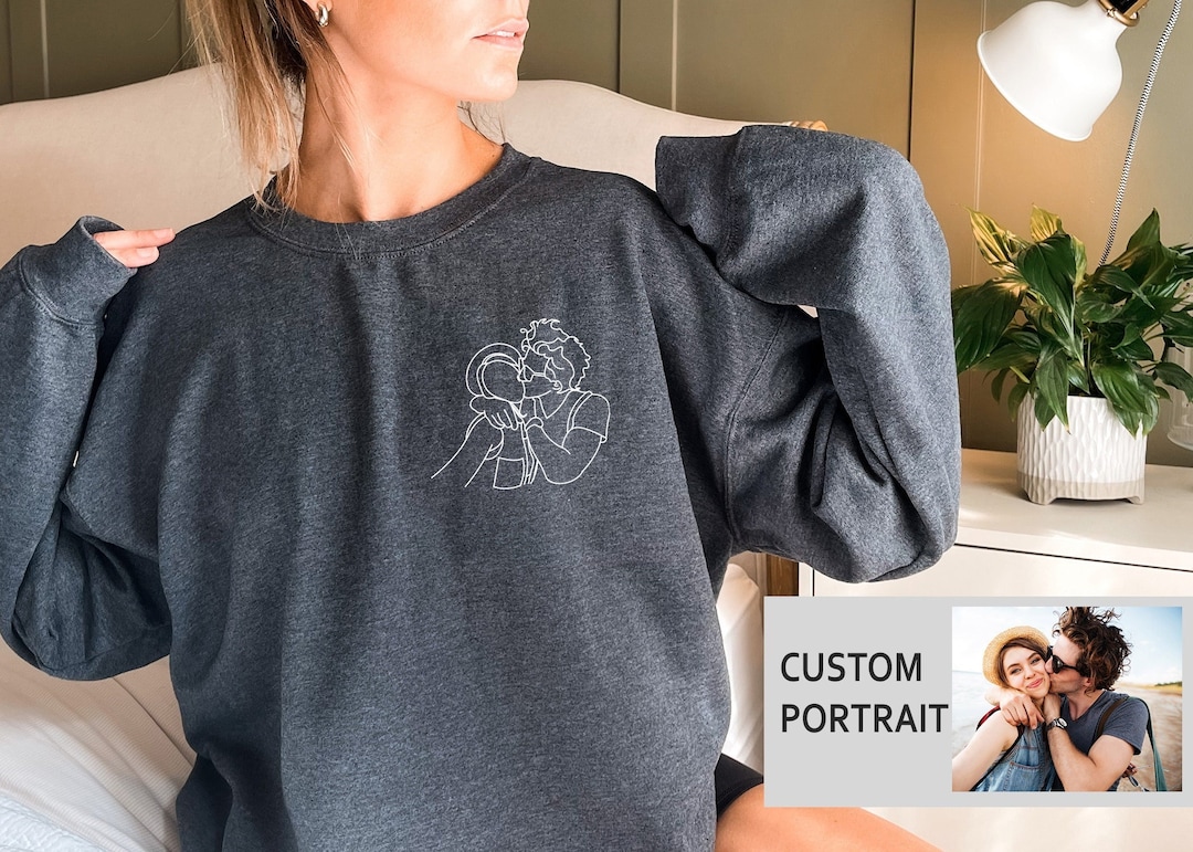Custom Couple Sweatshirt - Portrait From Photo Sweater - Happy ...