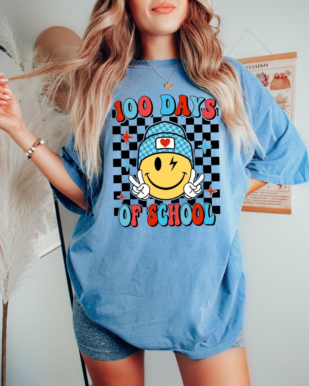 100 Days of School Shirt, Smile Face Tshirt, 100 Days of Happy Face ...