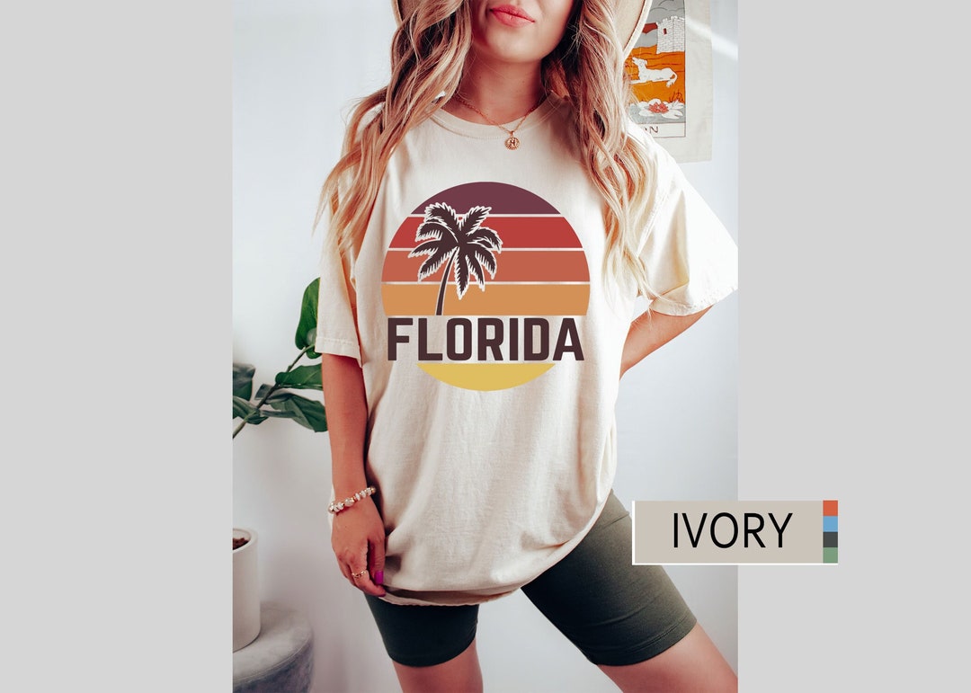 Florida Beach Shirt Beach Time Shirt Summer Vibe Shirt Retro Palm Tree ...