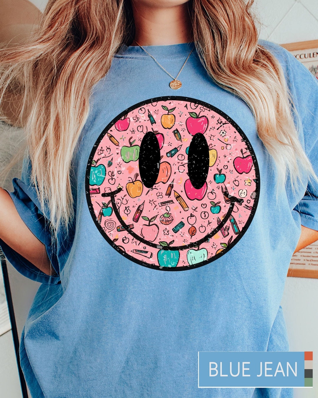 Comfort Colors Cute Smiley Face Shirt, Retro Smiley Face Shirt, Apple ...
