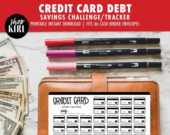 Printable Savings Challenge Credit Card Debt Savings Tracker Printable ...