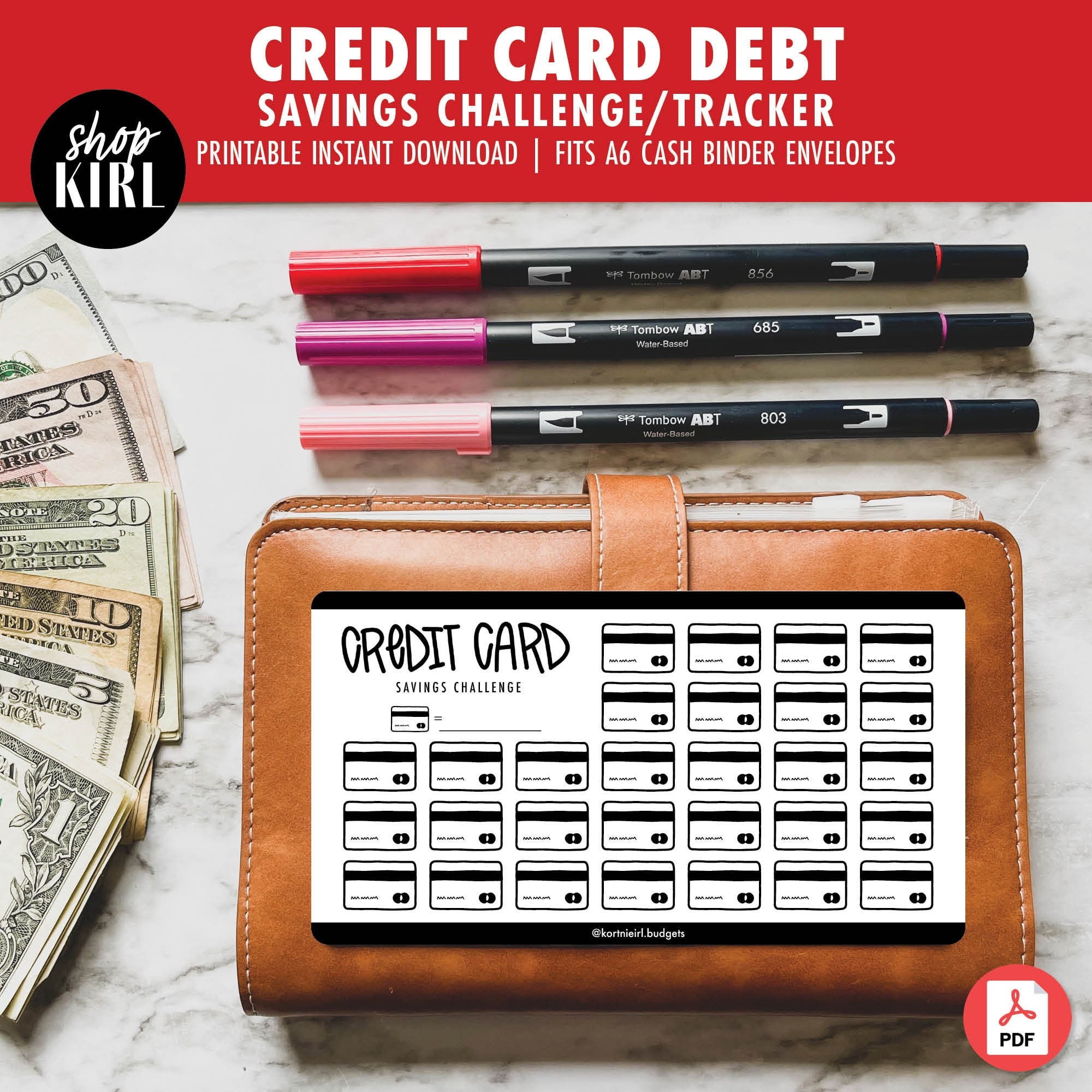Printable Savings Challenge | Credit Card Debt Savings Tracker ...