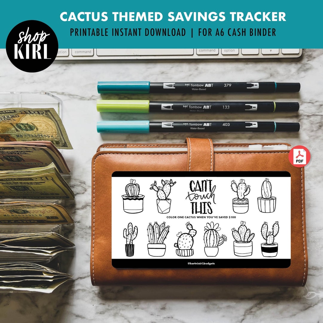Printable Cactus Themed Savings Tracker Savings Challenge Fits A6 Cash ...
