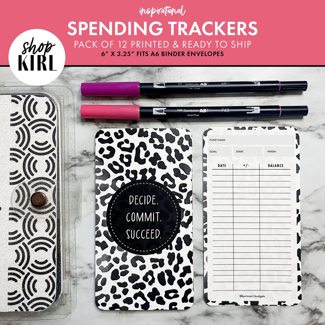 Pack of 12 Inspirational Spending Trackers | Fits A6 Binder Envelopes ...