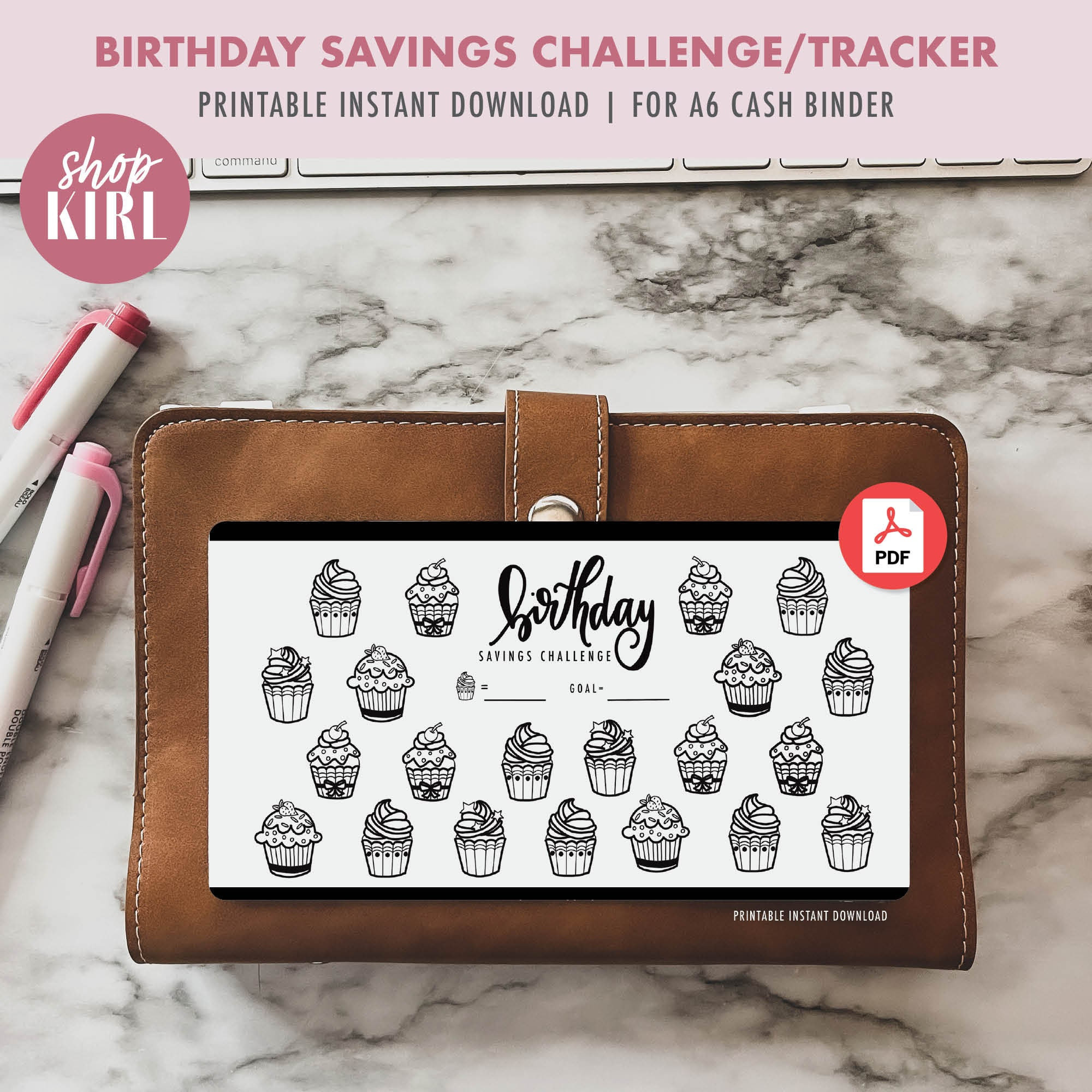 Printable Birthday Savings Challenge | Savings Tracker | Cash Envelope ...