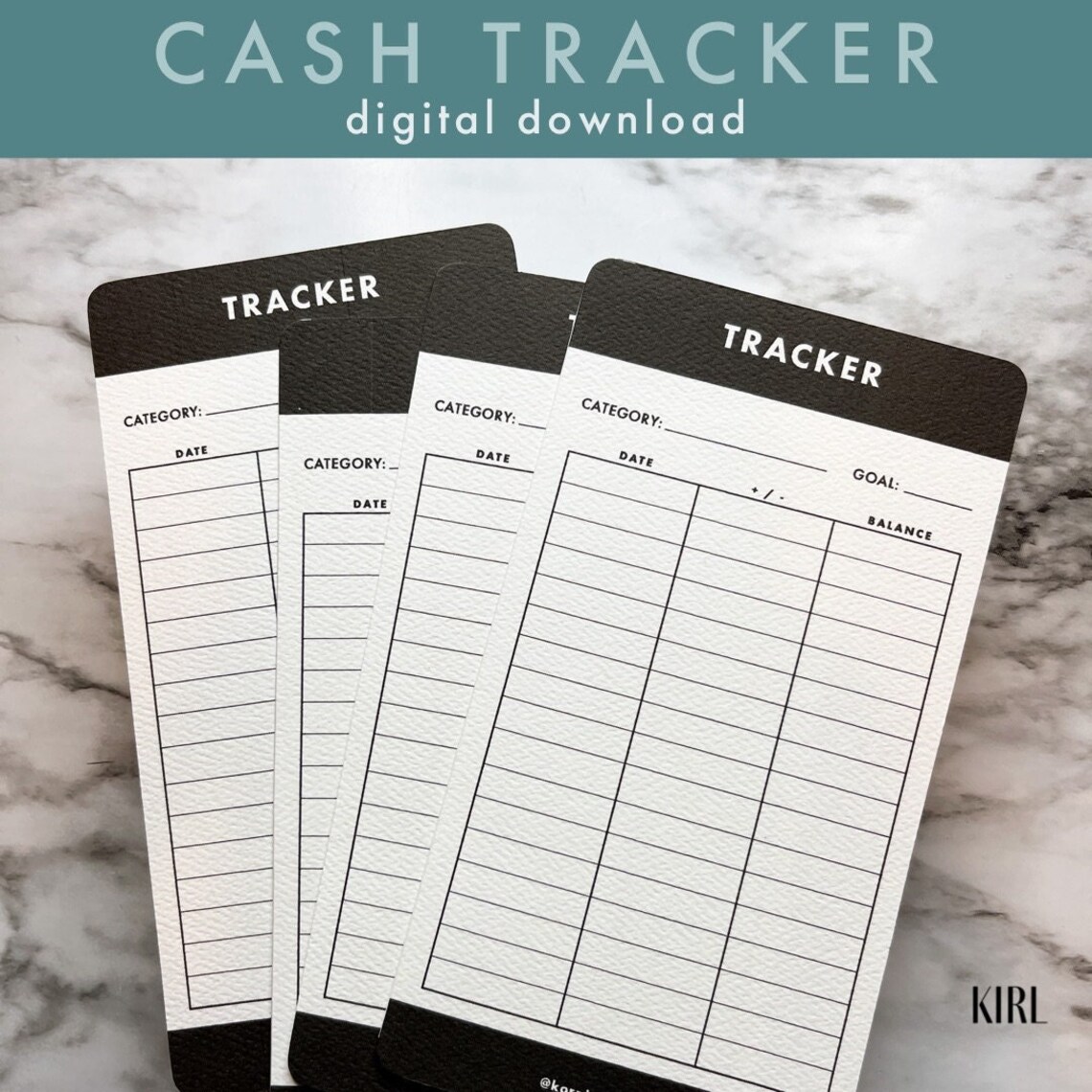 Black and White Cash Envelope Tracker for Budget Binder | Script Font ...