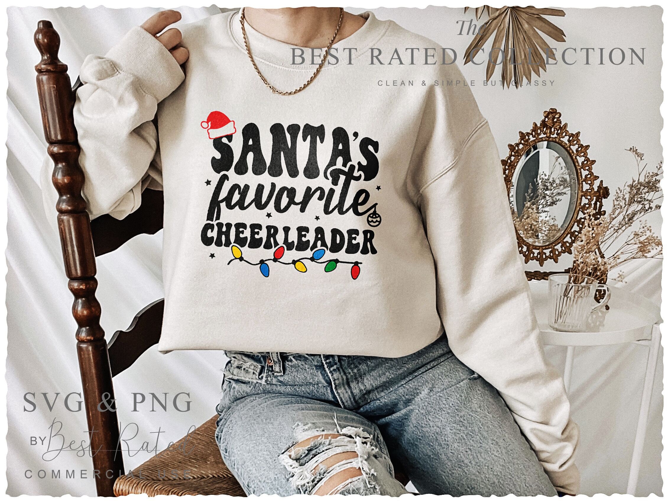 Santa's Favorite Cheerleader SVG PNG: Christmas Family Design (digital ...
