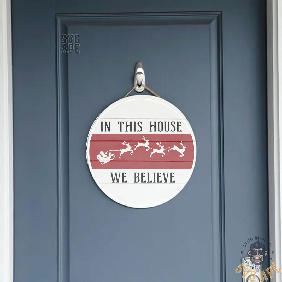 Believe Round Door Sign: Santa Sleigh SVG, PNG (digital Download) - Etsy