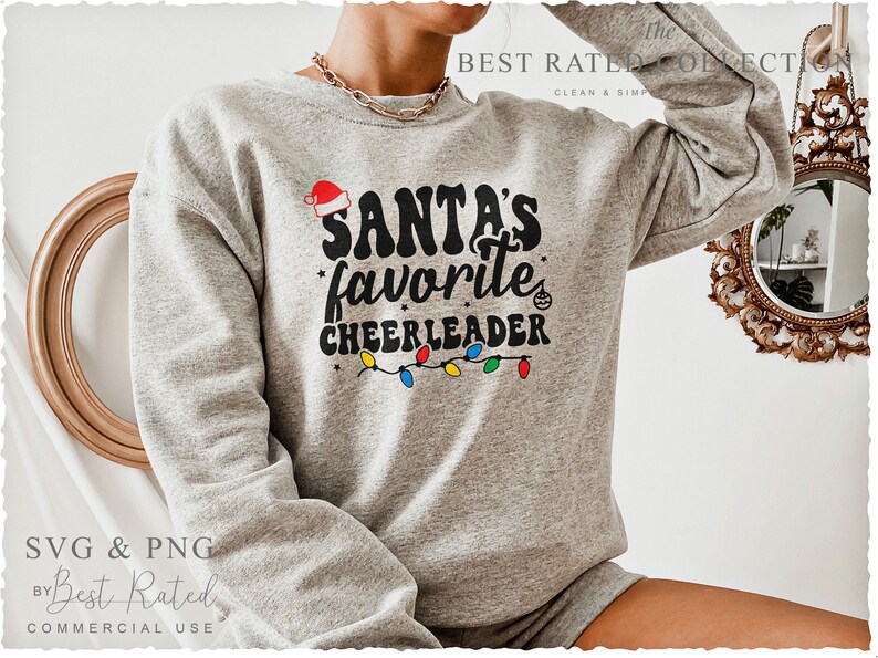Santa's Favorite Cheerleader SVG PNG: Christmas Family Design (digital ...