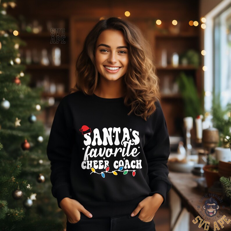 Santa's Favorite Cheer Coach SVG PNG: Christmas Cheerleading (digital ...