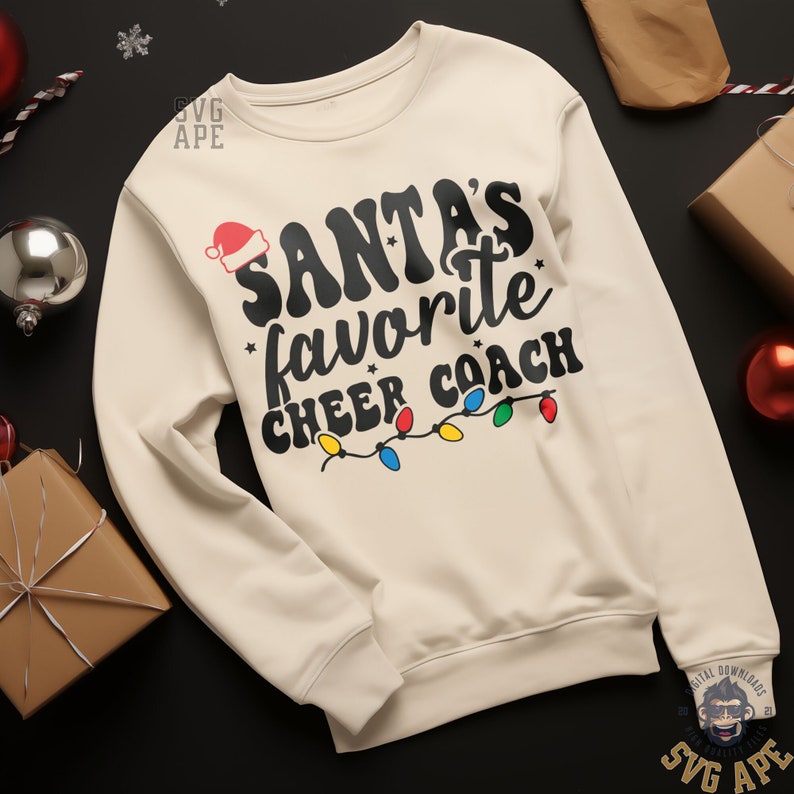 Santa's Favorite Cheer Coach SVG PNG: Christmas Cheerleading (digital ...