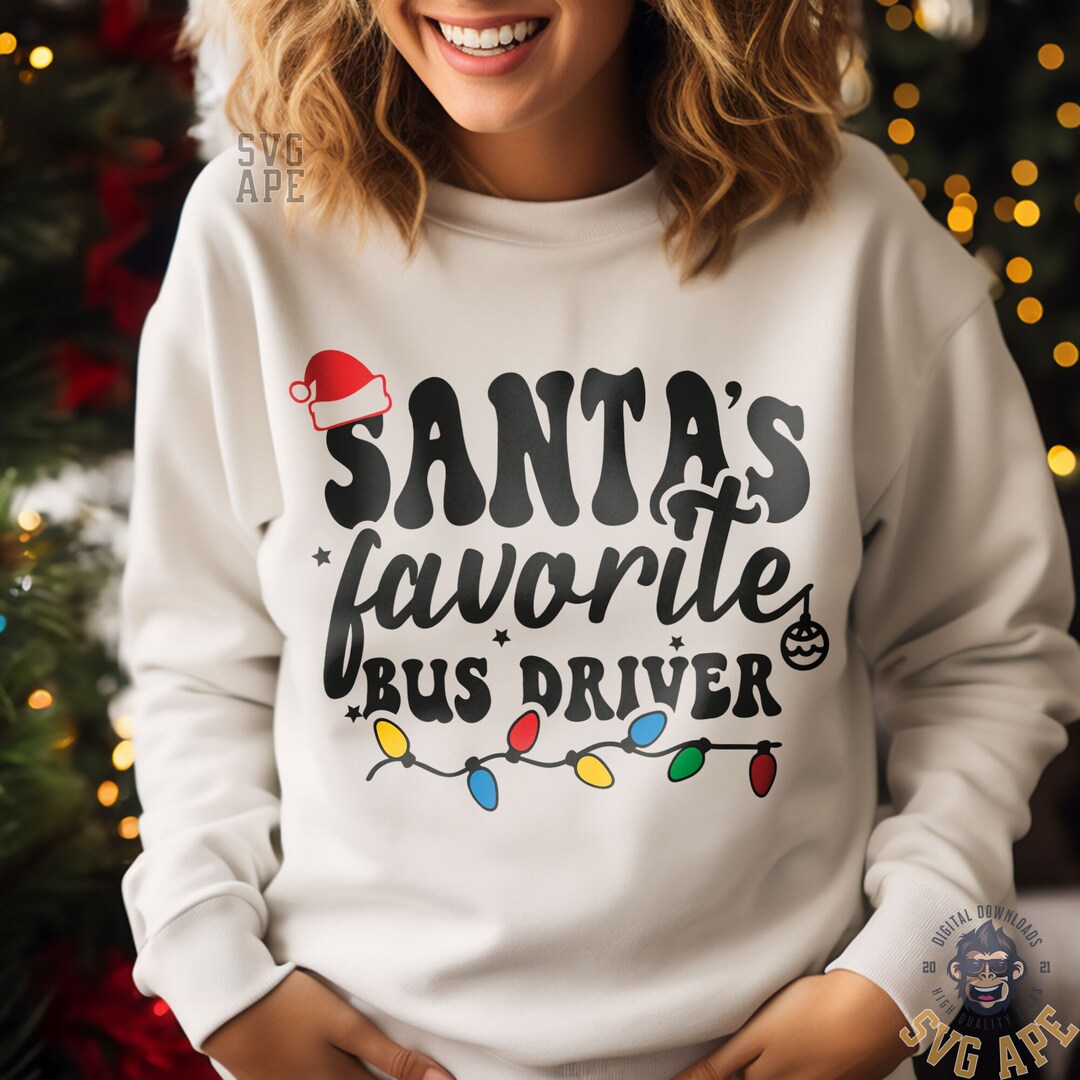 Santa's Favorite Bus Driver SVG PNG: Christmas Holiday (digital ...