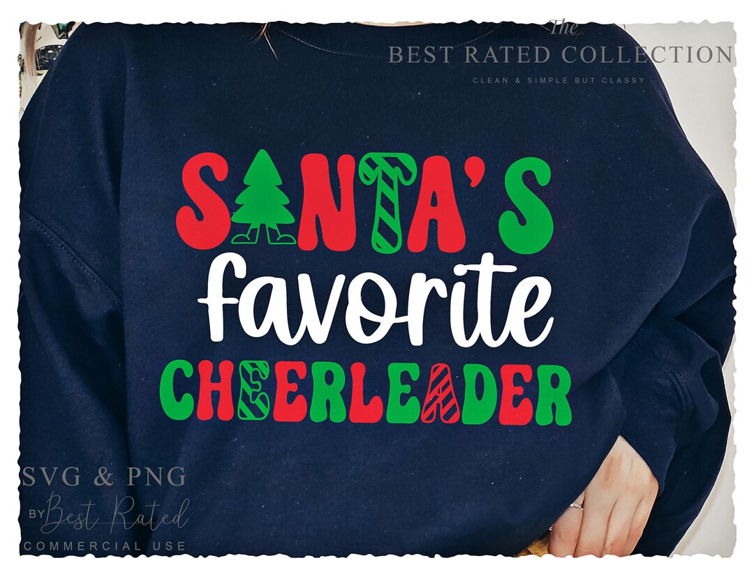 Santa's Favorite Cheerleader SVG PNG: Christmas Elf Design (digital ...