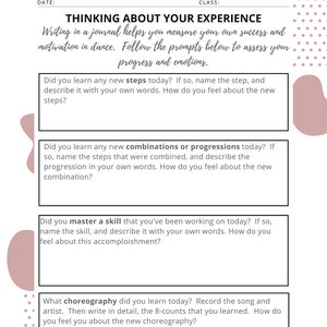 Dance Journal- Digital Reflection Tool for Young Dancers - Etsy