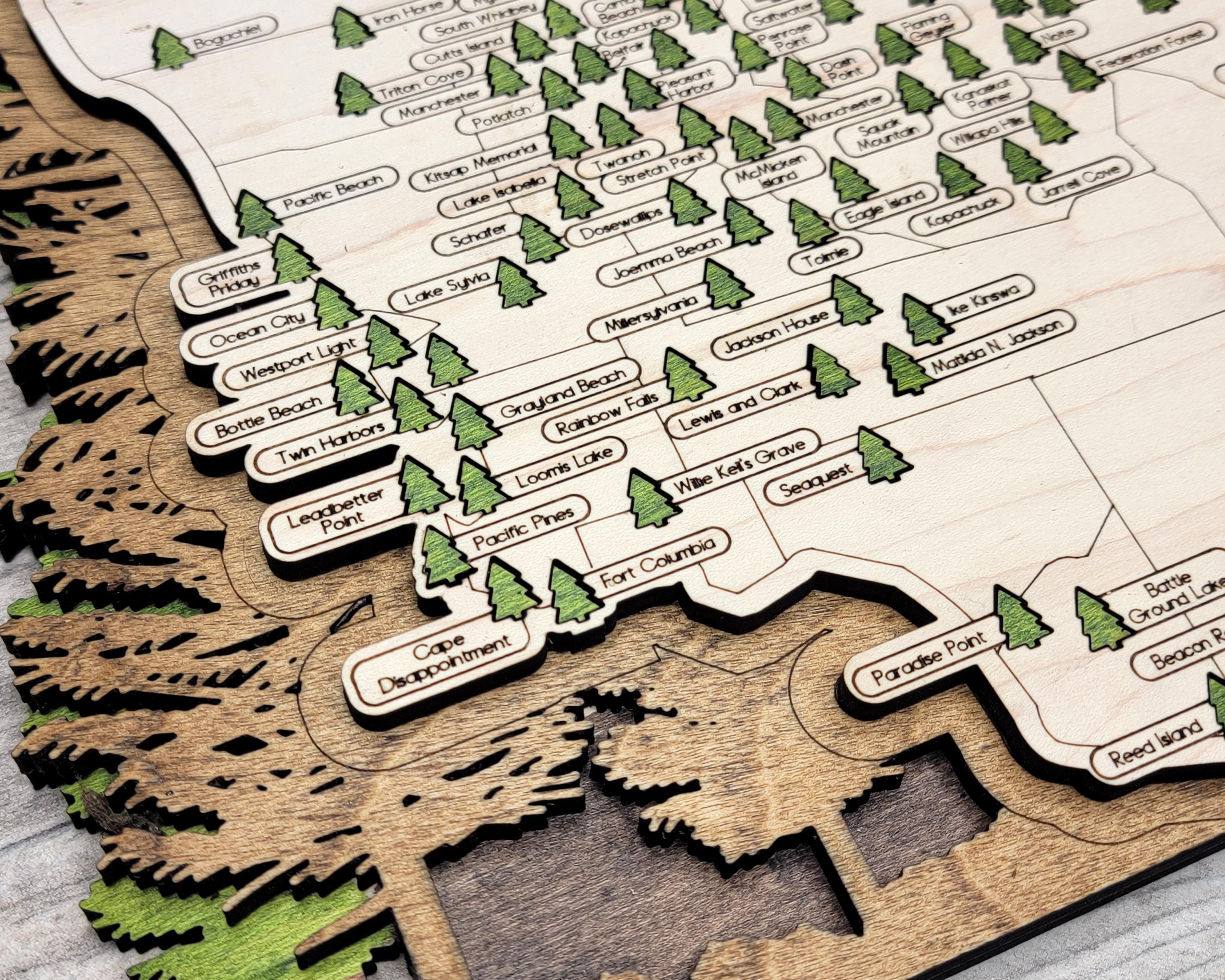 Washington State Park Travel Map, State Parks Marker, Personalized ...