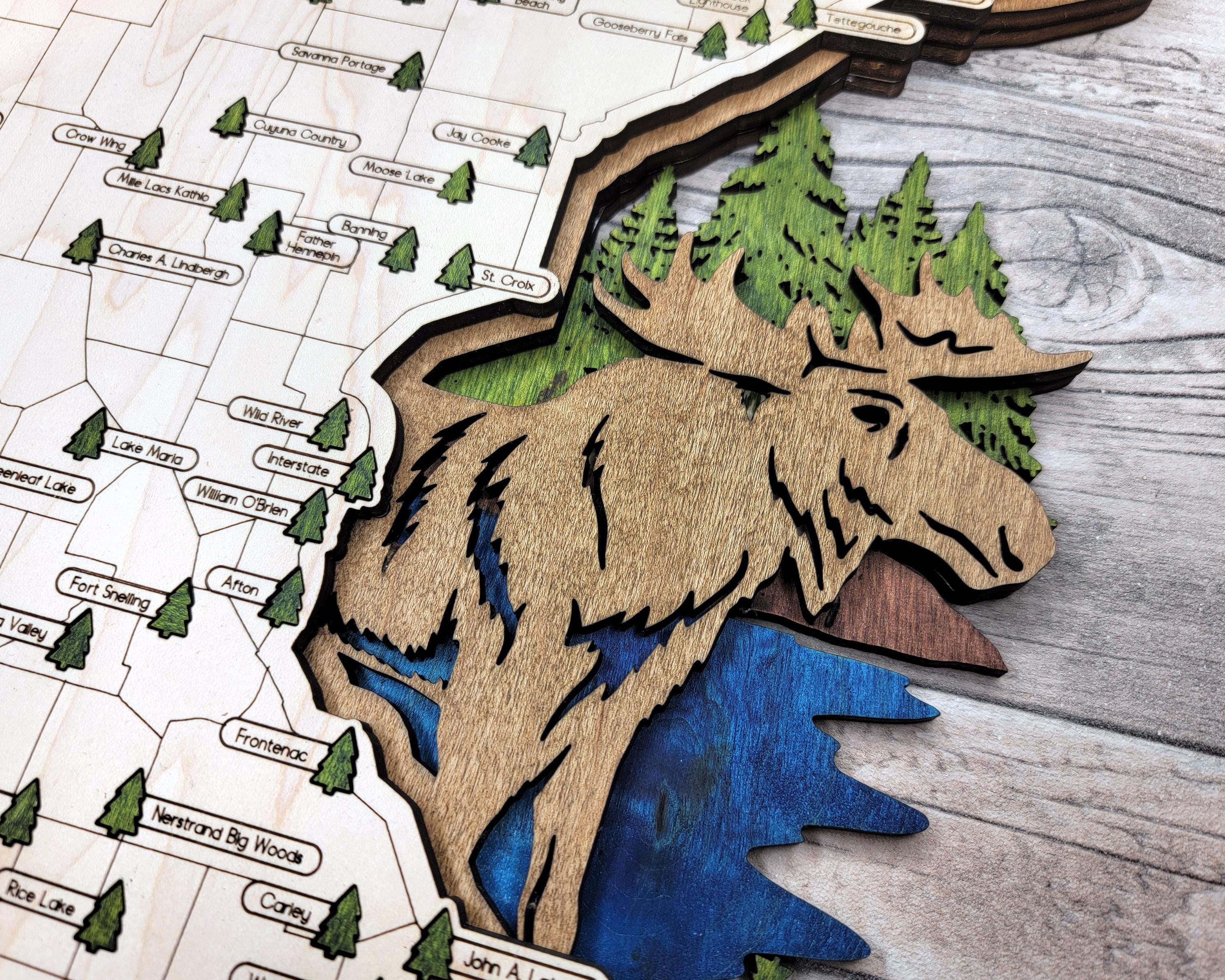 Minnesota State Park Travel Map, State Parks Marker, Personalized State ...