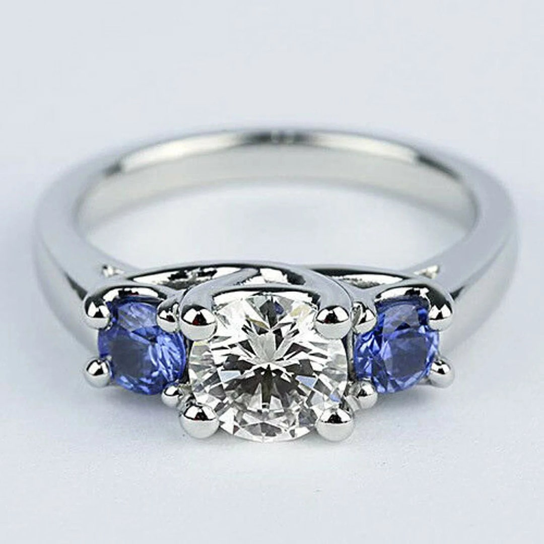 925 Sterling Silver Round 0.4 Ctw Blue Sapphire Gemstone