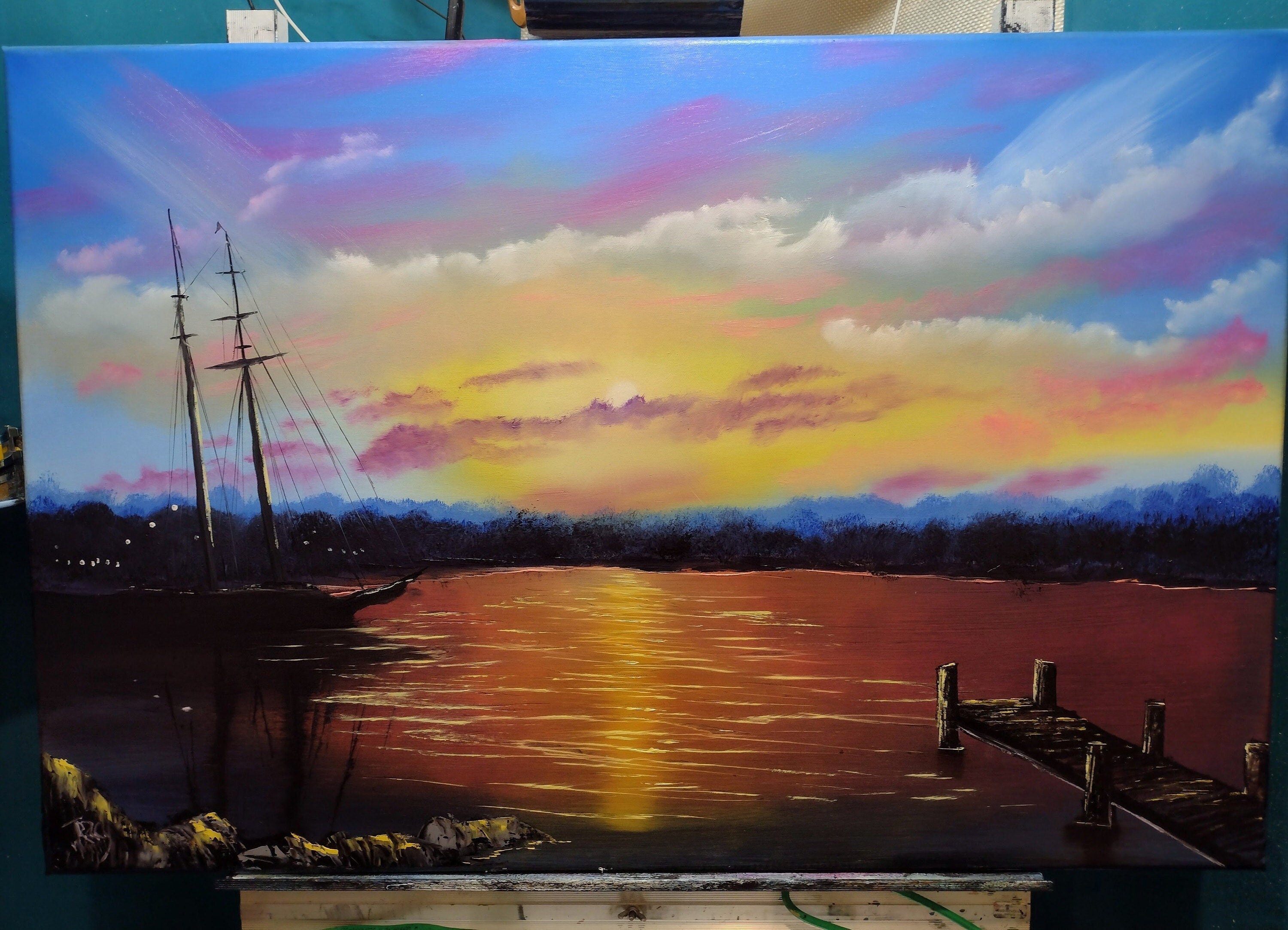 Nature Painting, Sunset Painting, Nature Art, Sunset Art, Ocean Art ...