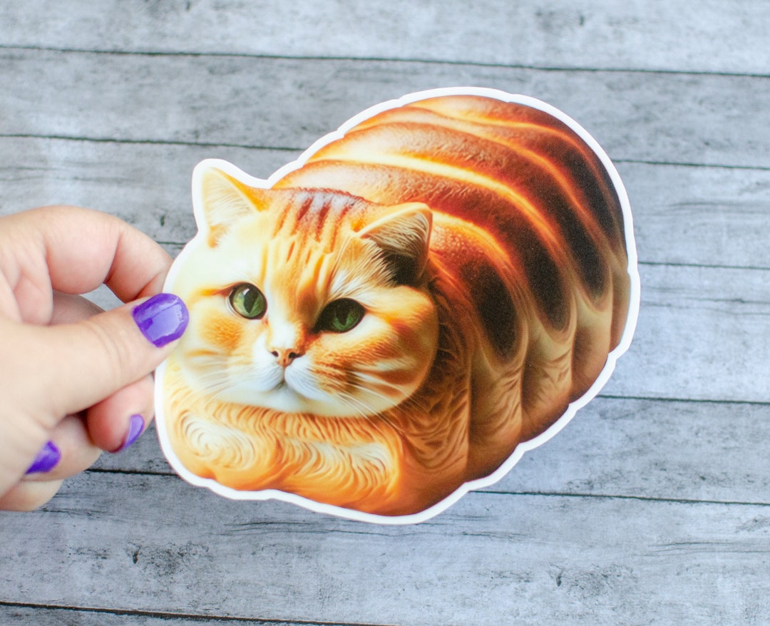 Cat Loaf Sticker, Waterproof Vinyl Funny Orange Kitty Decal, Die Cut ...