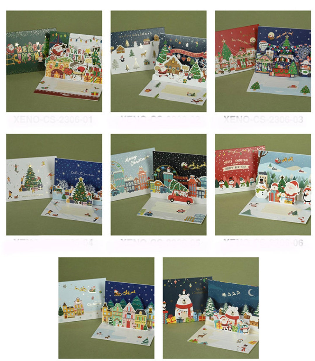 Pop up 3D Christmas Card Set of 8 - Etsy