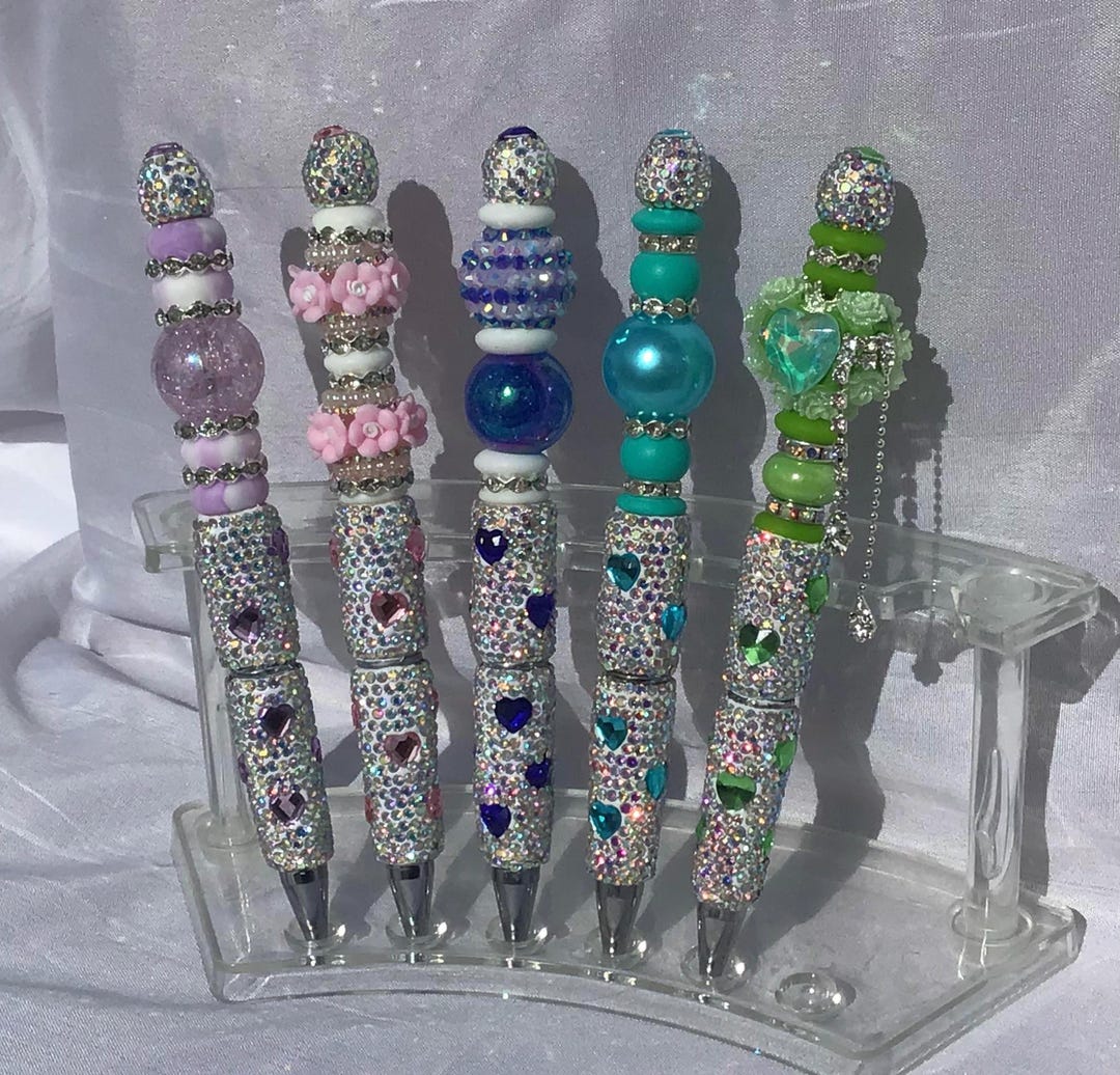 Beaded Shimmering Heart Pens - Etsy