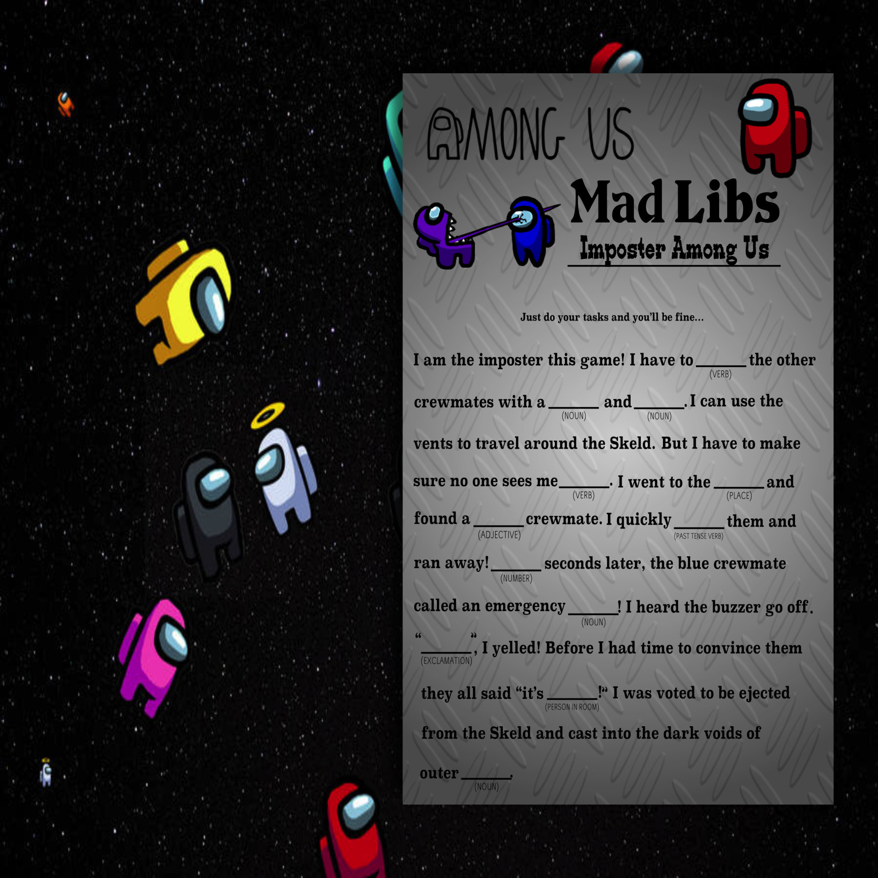 Imposter Among Us Mad Libs/among Us/cheap Party Game/family Night ...