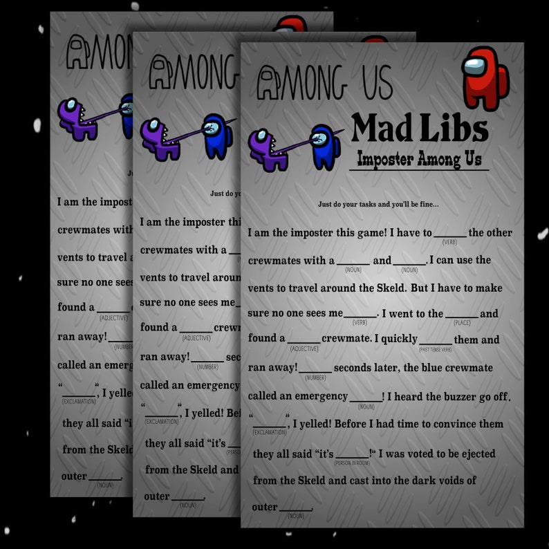 Imposter Among Us Mad Libs/among Us/cheap Party Game/family Night ...