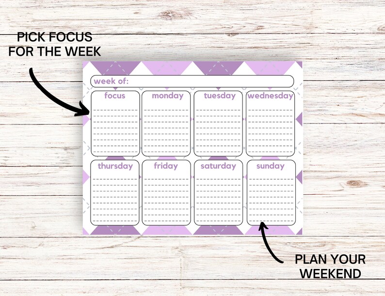 Simple Weekly Planner Printable, Printable Weekly Planner, Digital ...
