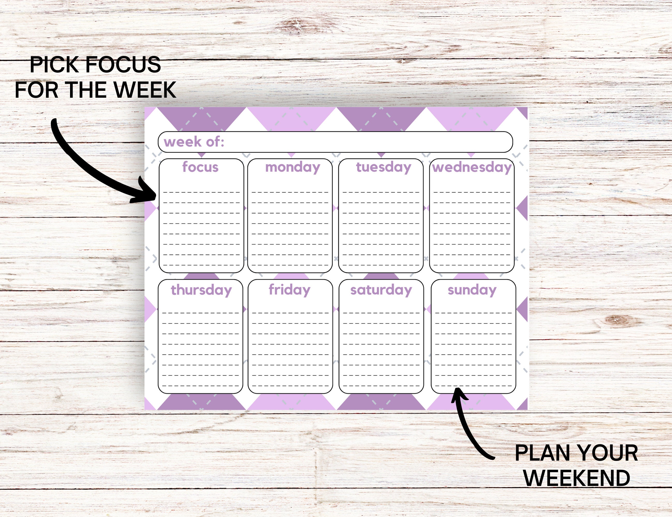 Simple Weekly Planner Printable, Printable Weekly Planner, Digital ...
