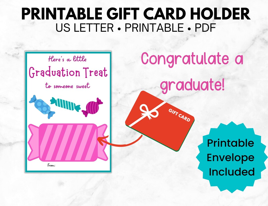 Printable Graduation Gift Card Holder, Graduation Treat - Etsy