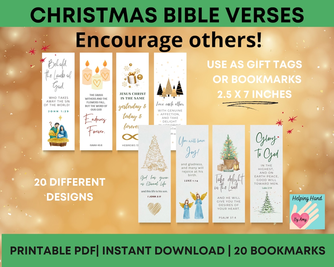 Printable Christmas Bible Verse Christian Bookmarks or Gift Tags - Etsy UK