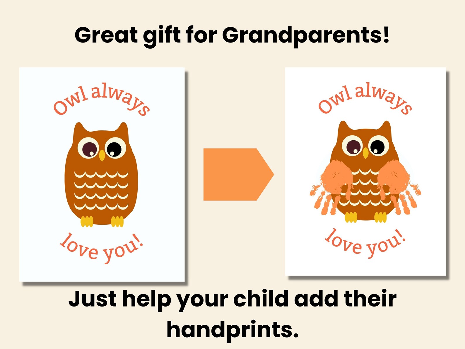Owl Handprint Art Printable Craft a Handprint Gift for Mom or - Etsy