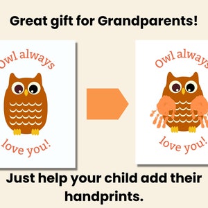 Owl Handprint Art Printable Craft a Handprint Gift for Mom or - Etsy