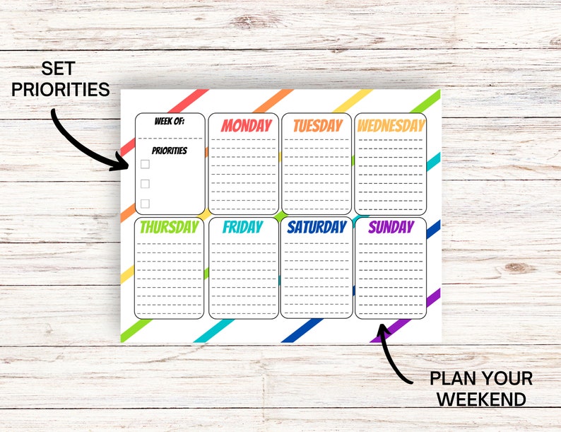 Simple Weekly Planner Printable, Printable Weekly Planner, Digital ...