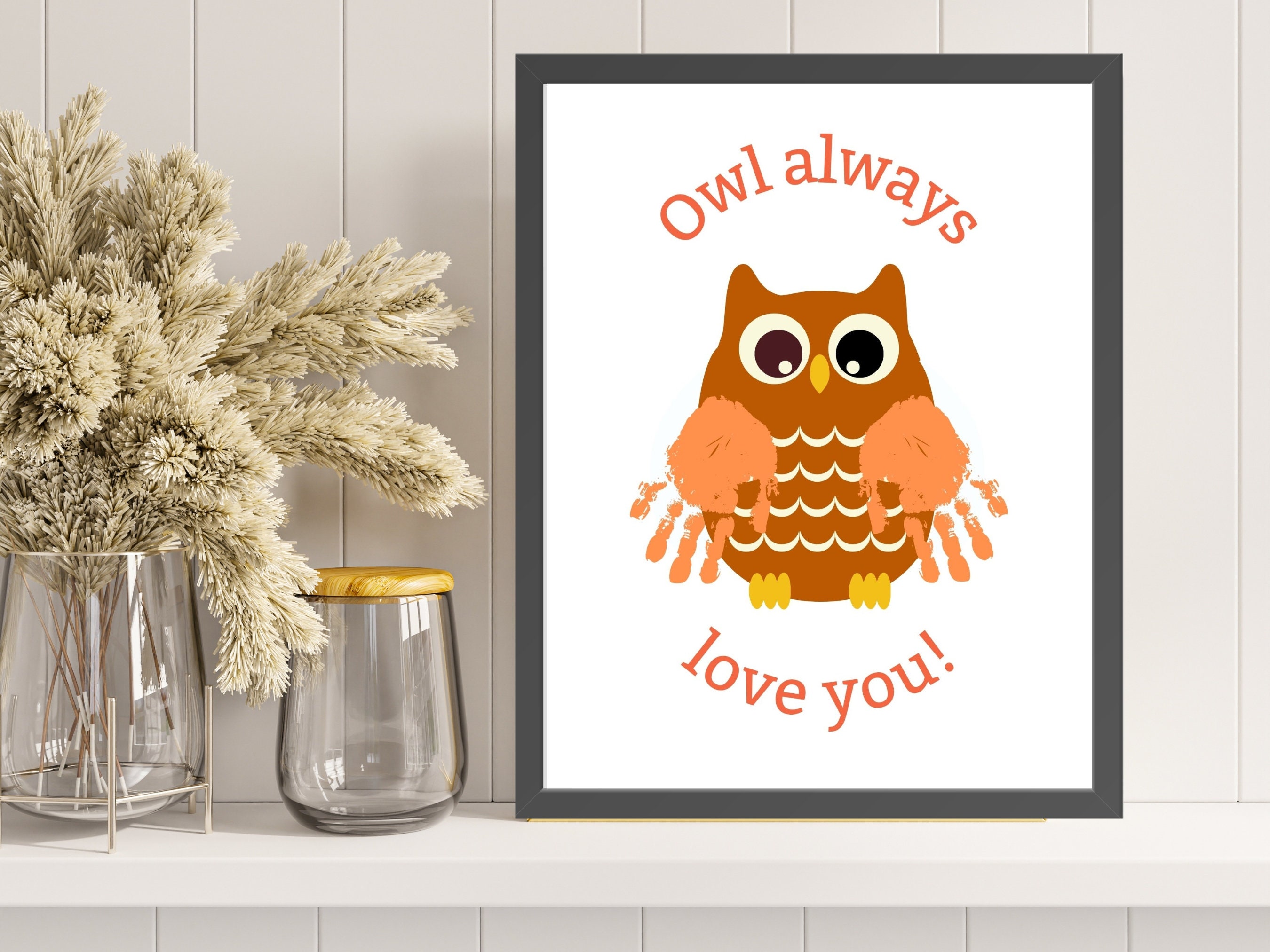 Owl Handprint Art Printable Craft a Handprint Gift for Mom or - Etsy