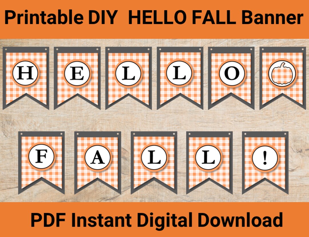 Fall Banner Printable Hello Fall Garland DIY Fall Decor - Etsy