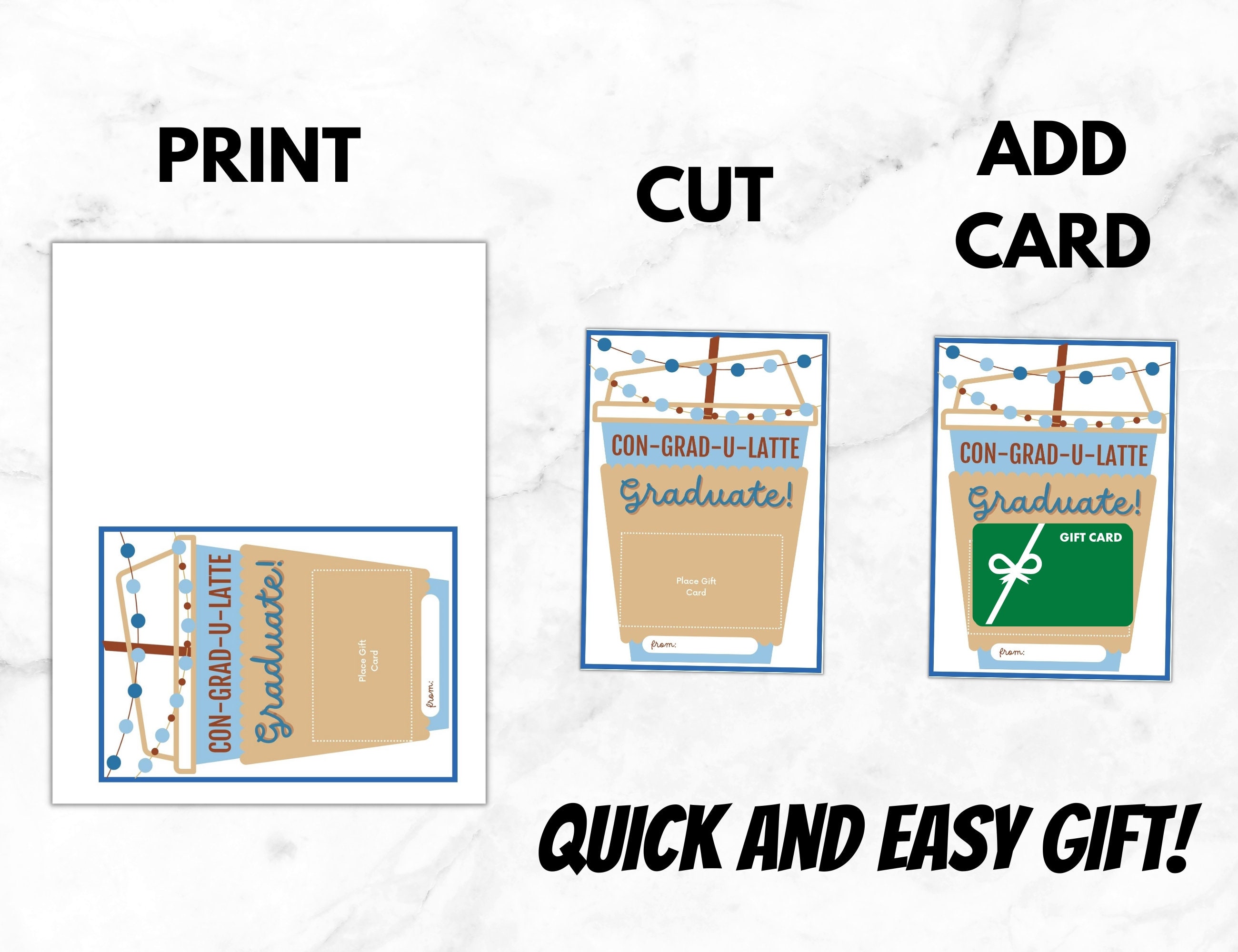 Printable Graduation Gift Card Holder, Con Grad U Latte - Etsy