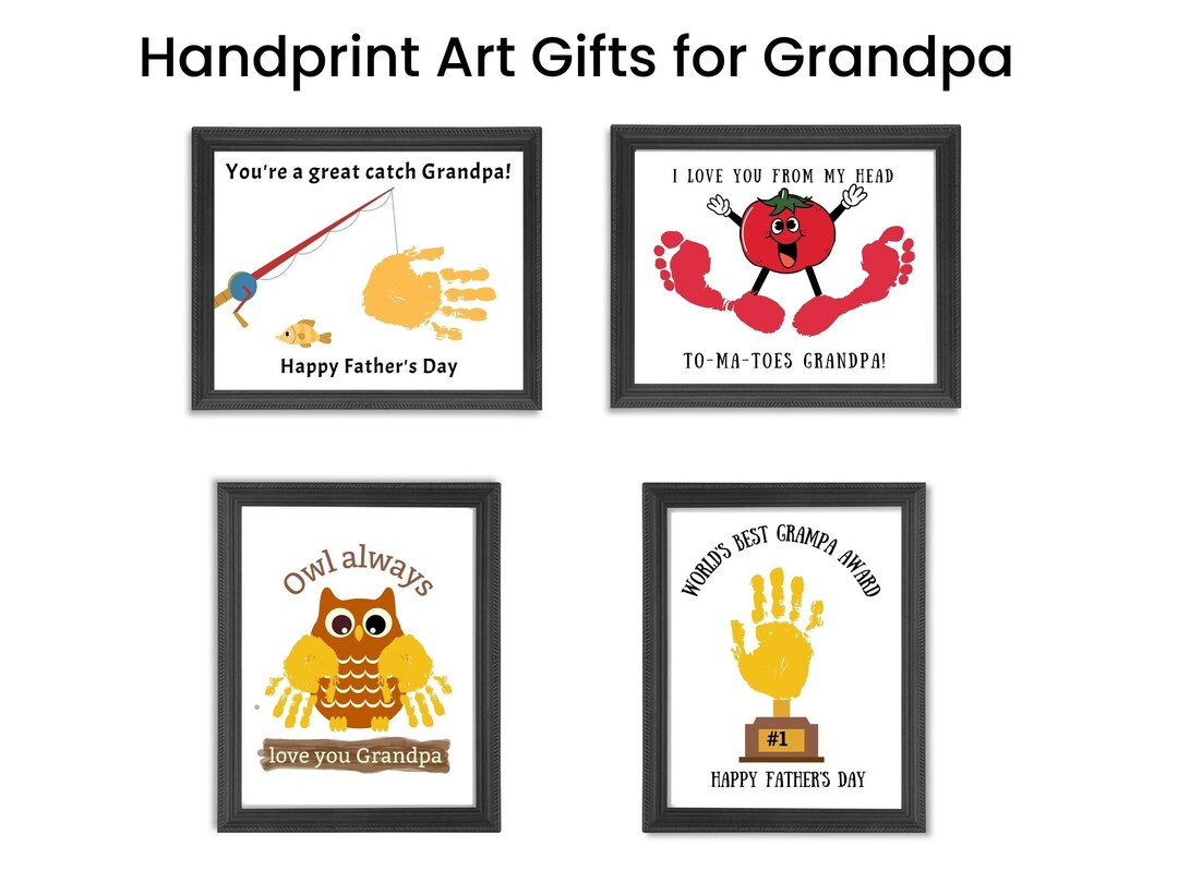 Fathers Day Handprint Art Printable, Craft a Gift for Grandpa Bundle ...