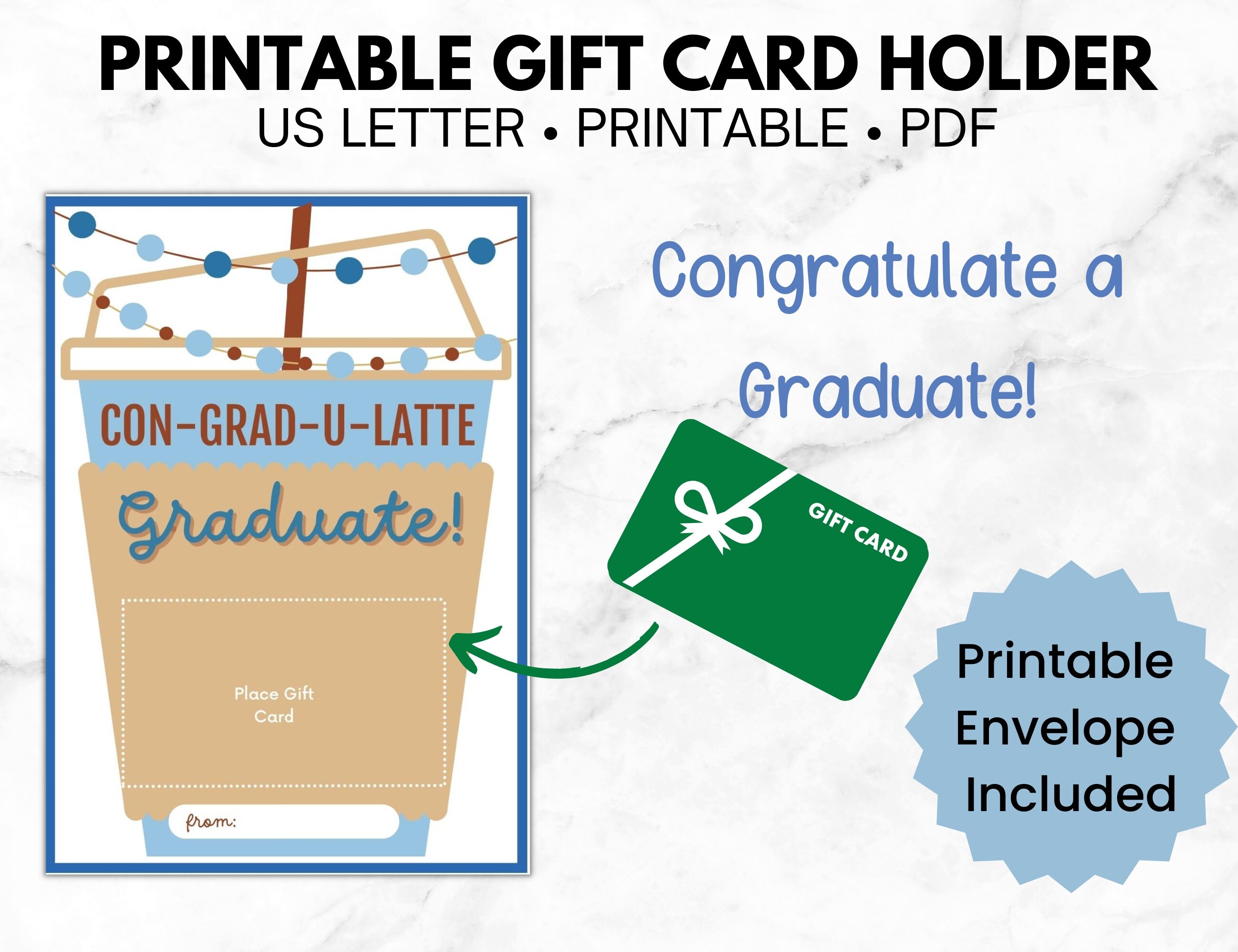 Printable Graduation Gift Card Holder, Con Grad U Latte - Etsy