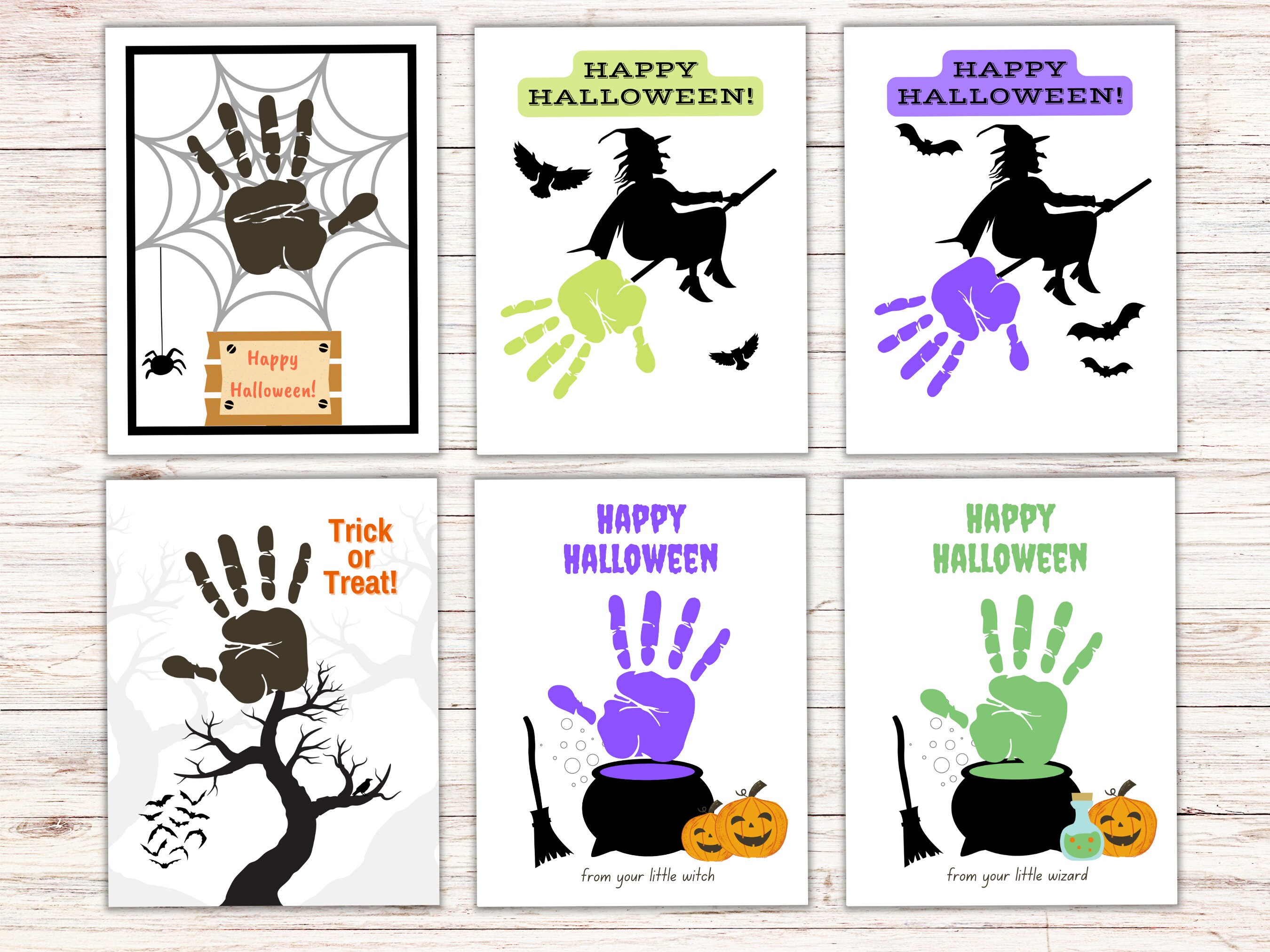 Fall Handprint Craft Printable Bundle, Halloween Handprint Art ...