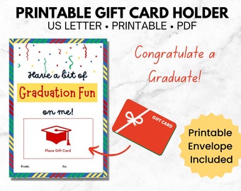 Printable Graduation Gift Card Holder, Gift for Graduation, Instant ...