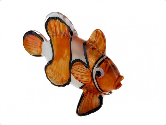 Clownfish Red Glass Figure Coral Fish s Glass Figure Fish Red Glass Art ...