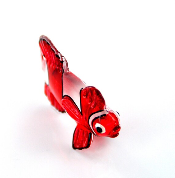 Clownfish Red Glass Figure Coral Fish s Glass Figure Fish Red Glass Art ...