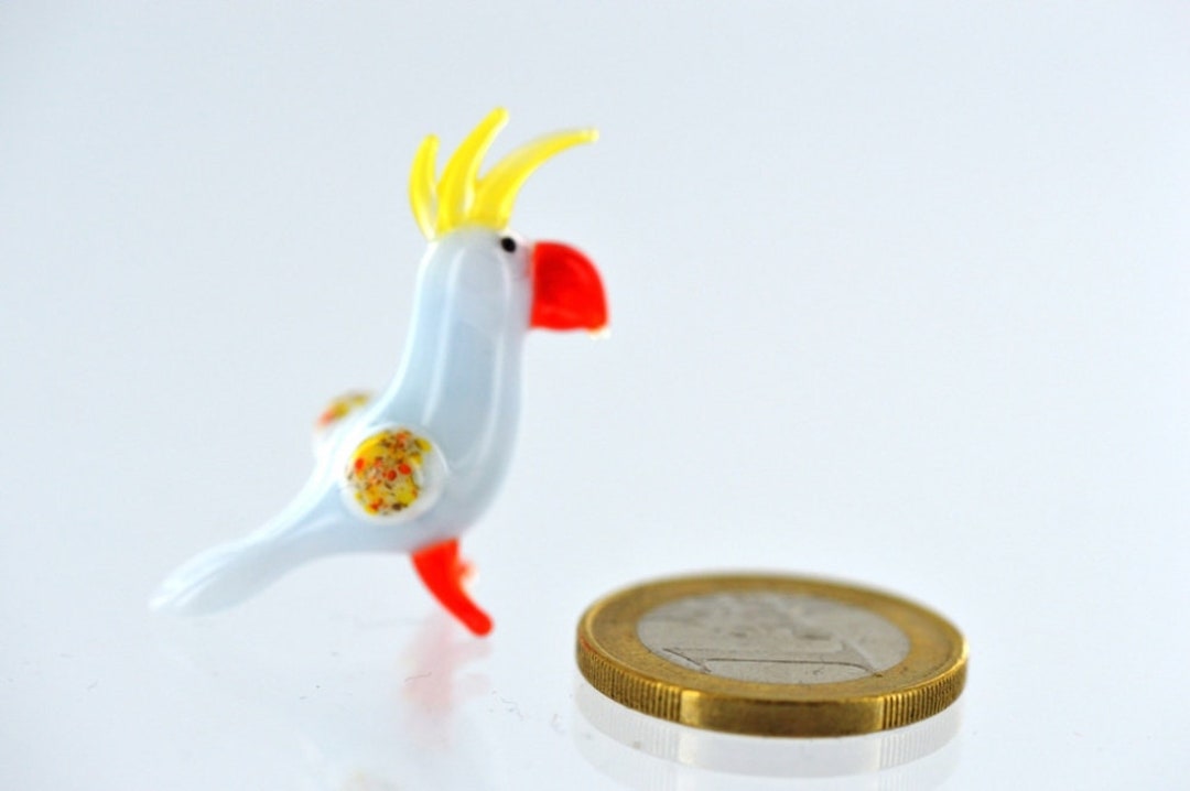 Cockatoo Parrot Mini Glass Figurine - Glass Animal - Miniature Glass ...