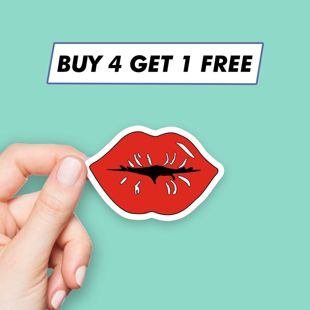 Pop Art Red Lips Sticker Kiss Emoji Stickers Laptop Stickers Aesthetic ...