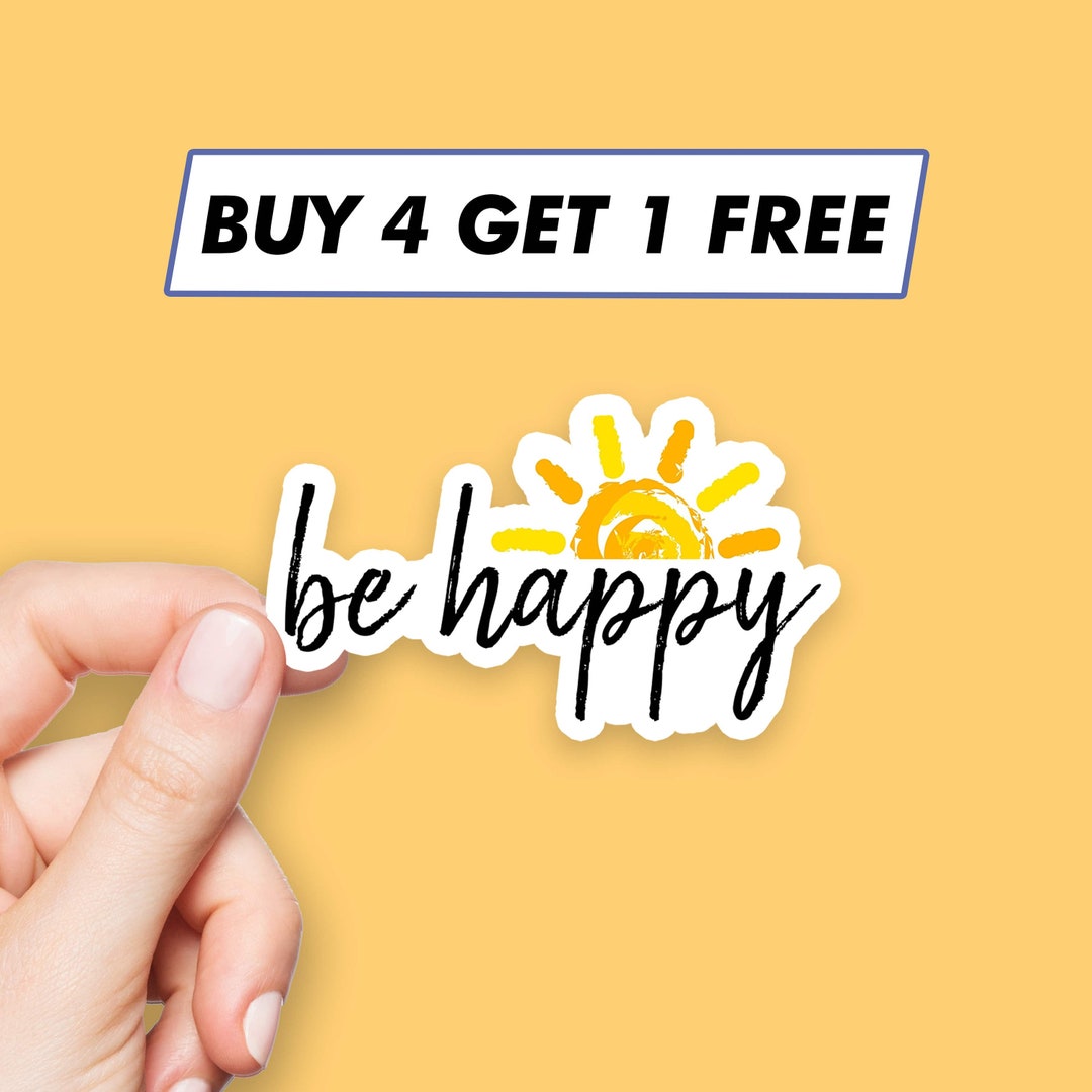 Cute Be Happy Sticker Sun Quote Stickers Laptop Stickers Aesthetic ...