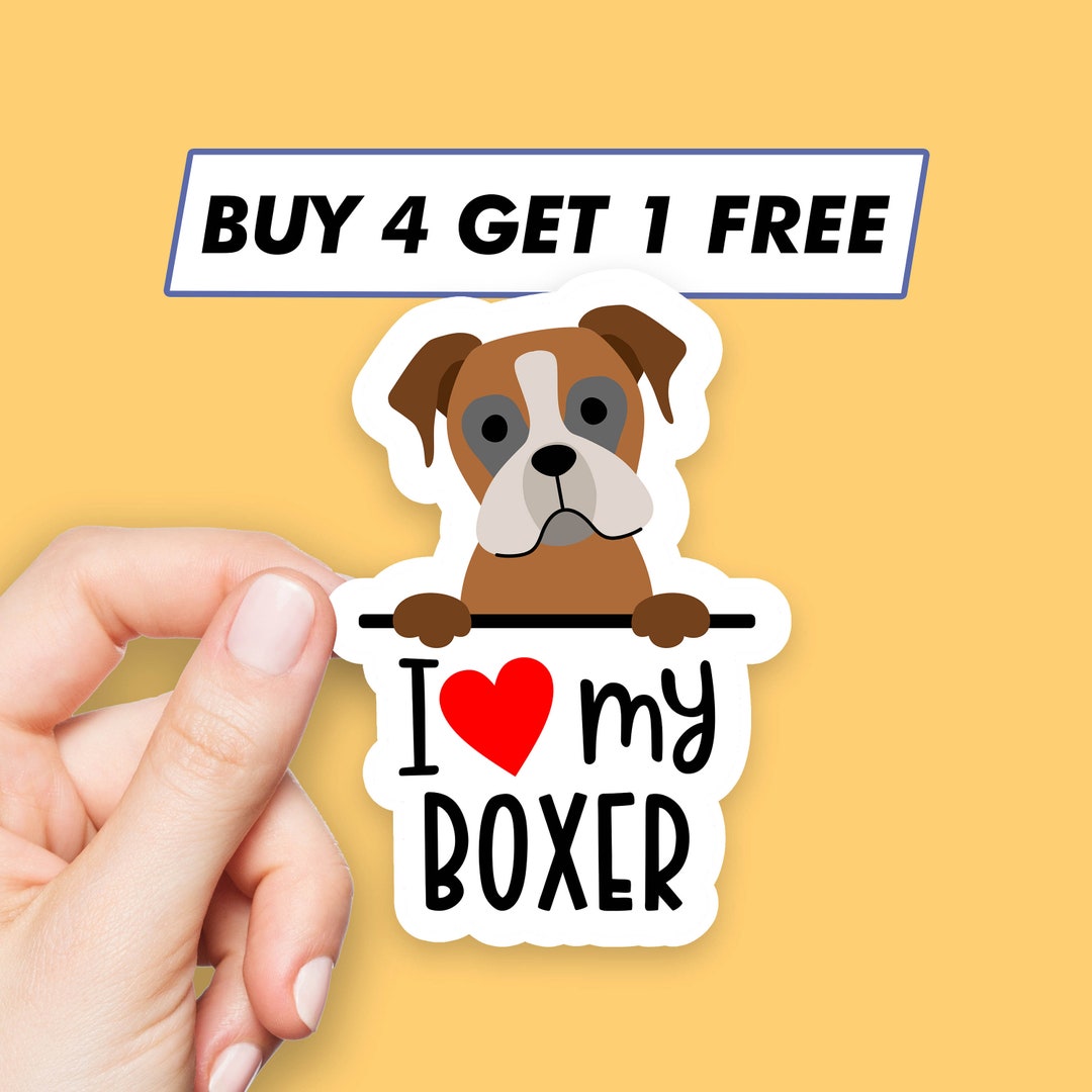 Cute I Love My Boxer Sticker Dog Sayings Stickers Laptop Stickers ...