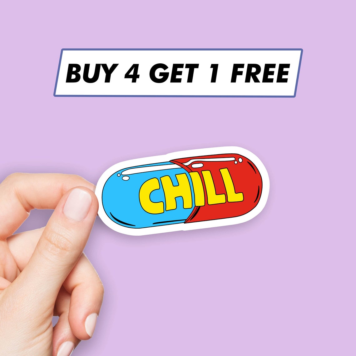 Funny Chill Pill Sticker Cool Pop Art Stickers Laptop Stickers - Etsy